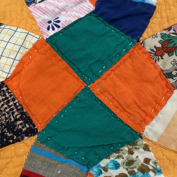Vintage | Bedding | Vintage Double Wedding Ring Quilt Hippie Western ...